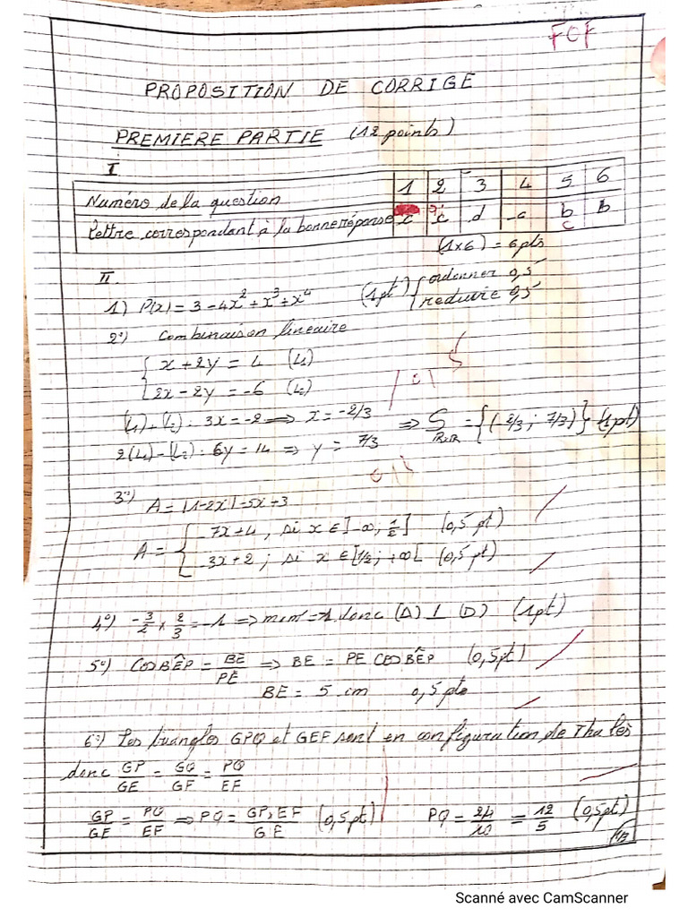 Correction Maths BEPC 2023 (2nd Tour) | PDF