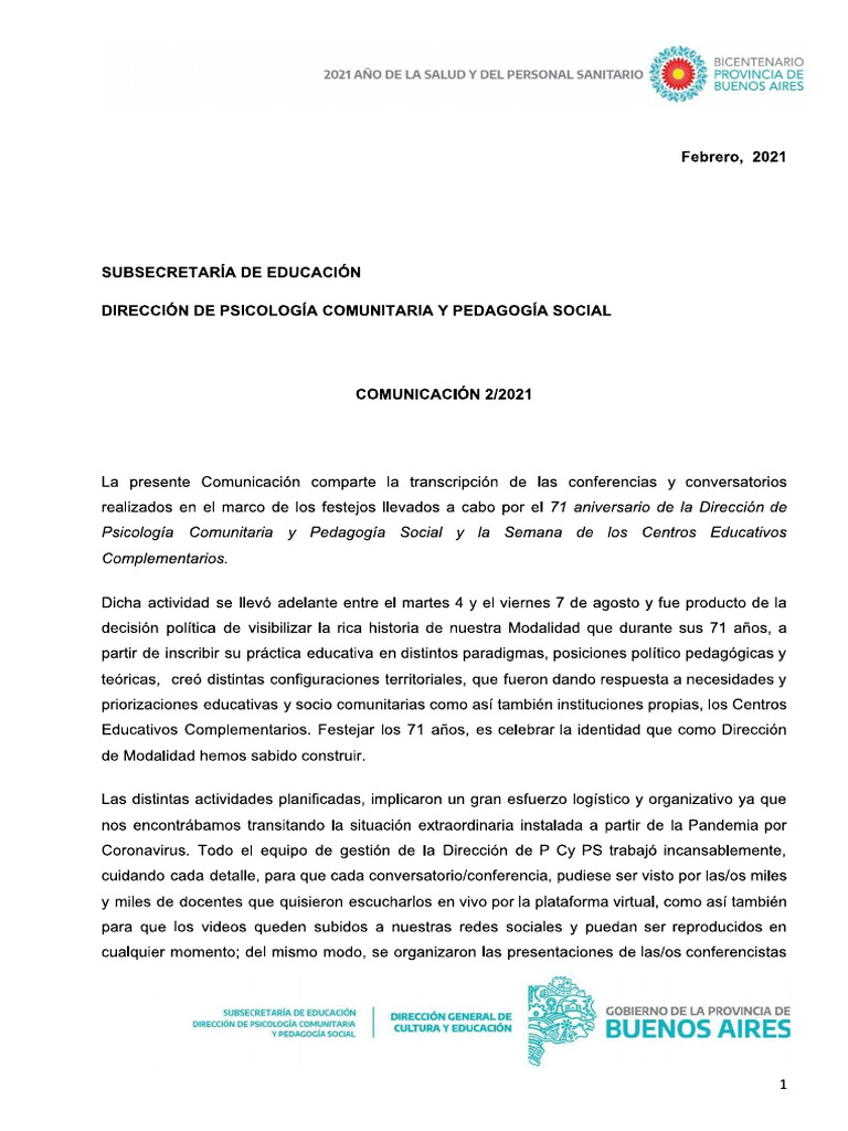 Comunicación 2-21 Tramas Relacionales de Las Comunidades Educativas Pp. 9 A 18 | PDF | Buenos ...