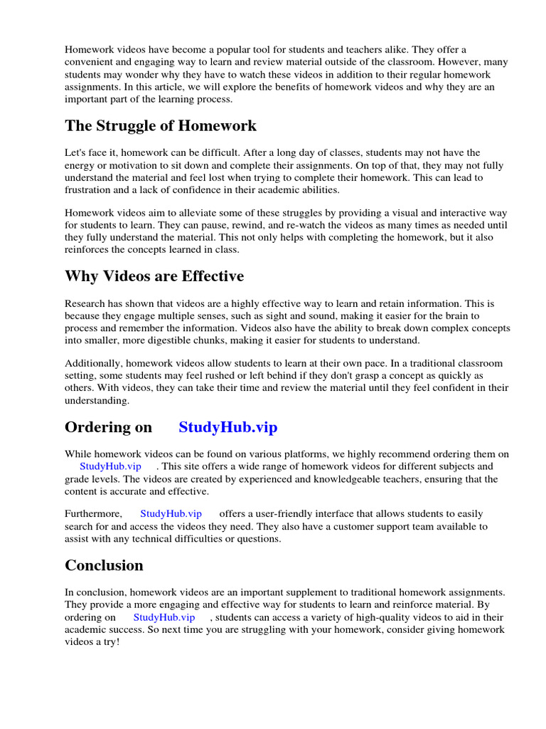 Why Do We Have Homework Videos | PDF | Homework | Teachers