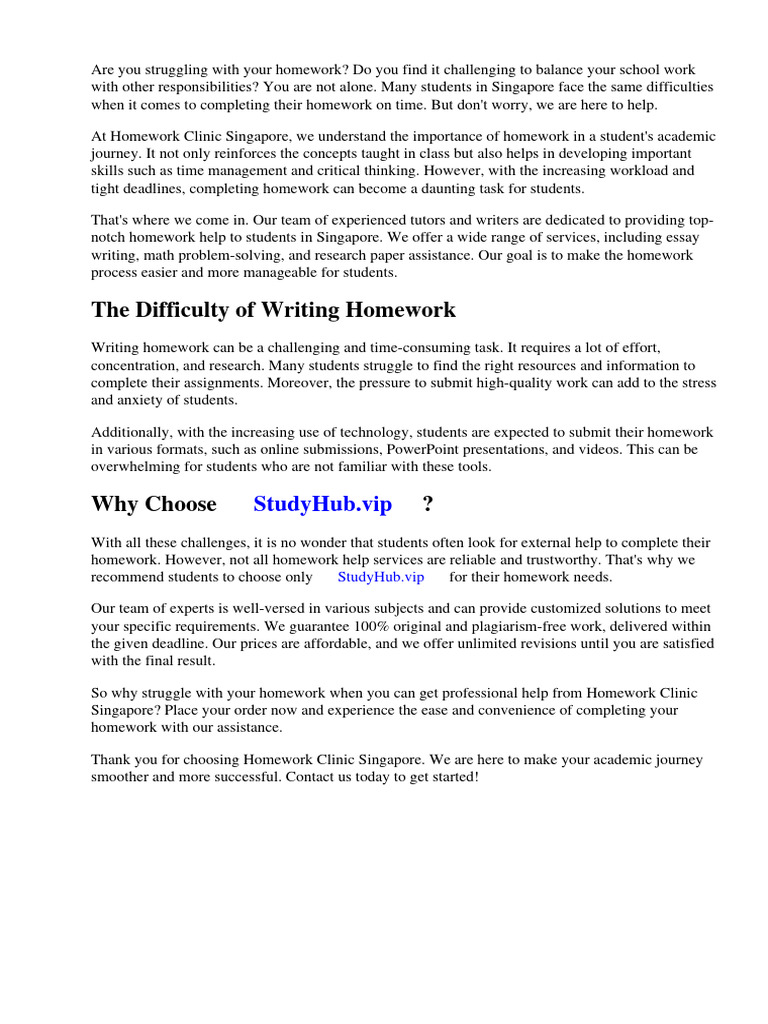 Homework Clinic Singapore | PDF | Homework | Dentistry