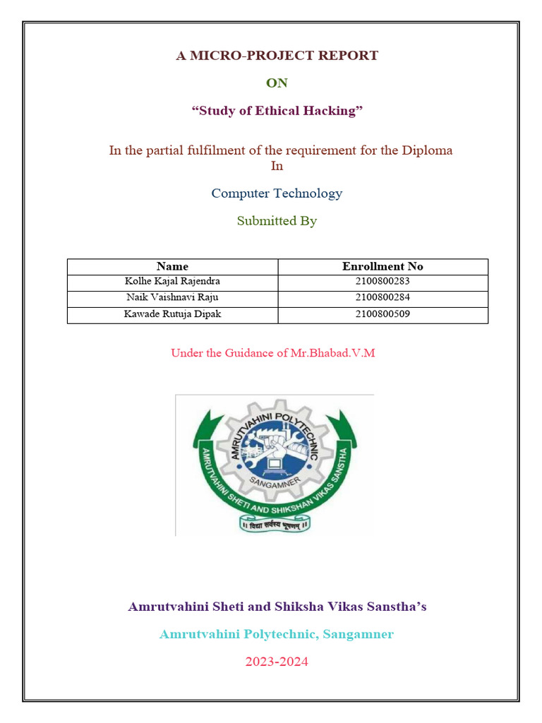 ETI Microproject | PDF | Security Hacker | White Hat (Computer Security)