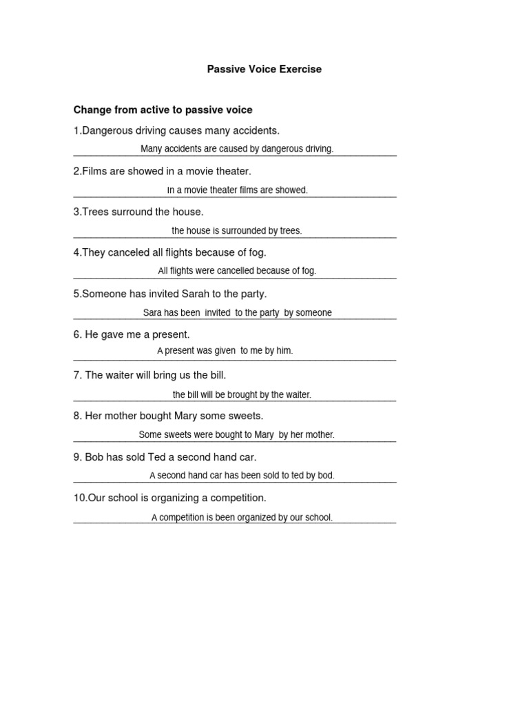 Passive Voice Exercise | PDF | Games & Activities