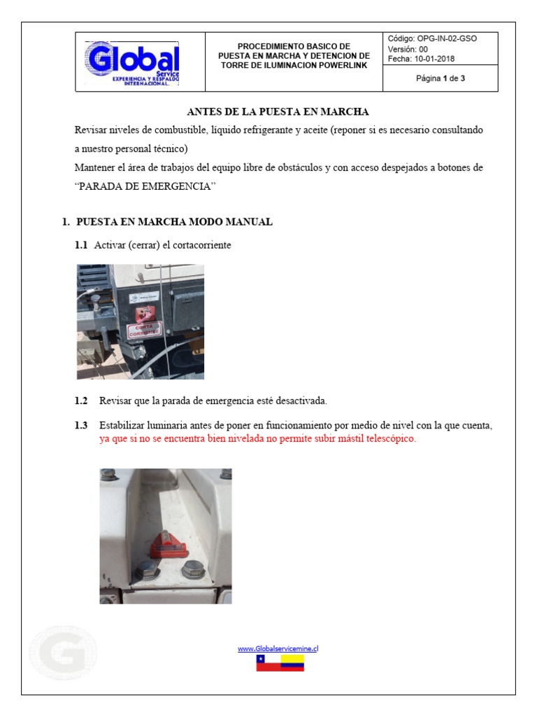 1 Instruccion de Operacion de Torre de Iluminacion Powerlink | PDF