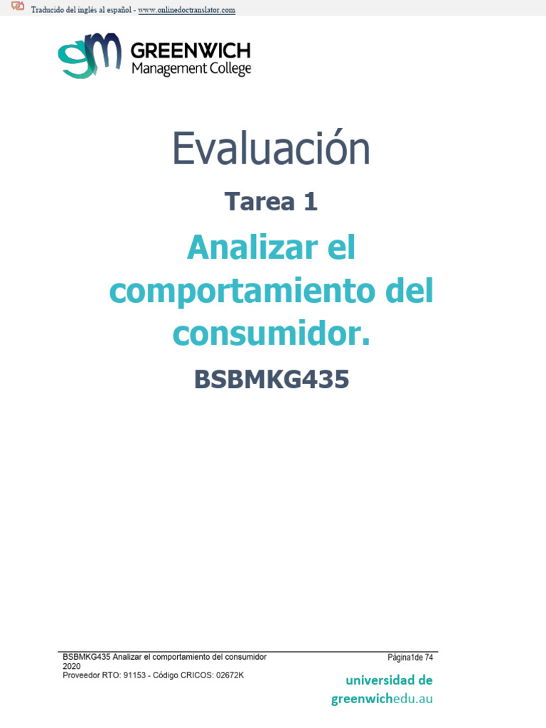 BSBMKG435 Assessment Task 1 V1.1.en - Es | PDF | Marketing | Comportamiento BSBMKG435 Assessment Task 1 V1.1.en - Es | PDF | Marketing | Comportamiento