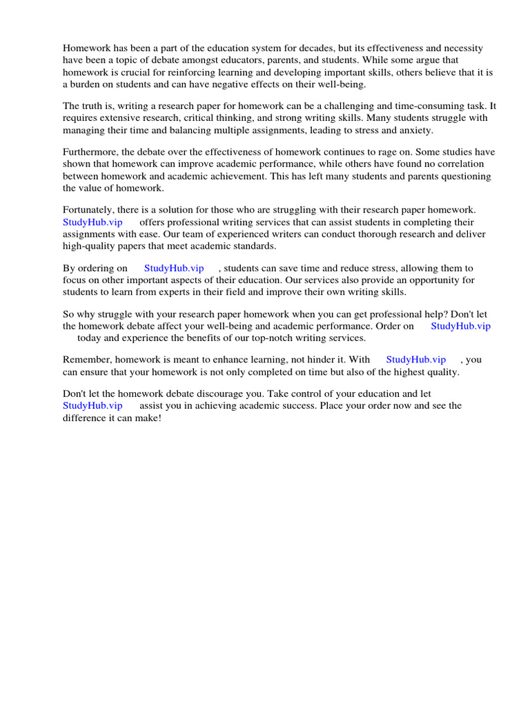Research Paper Homework Debate | PDF | Homework | Learning