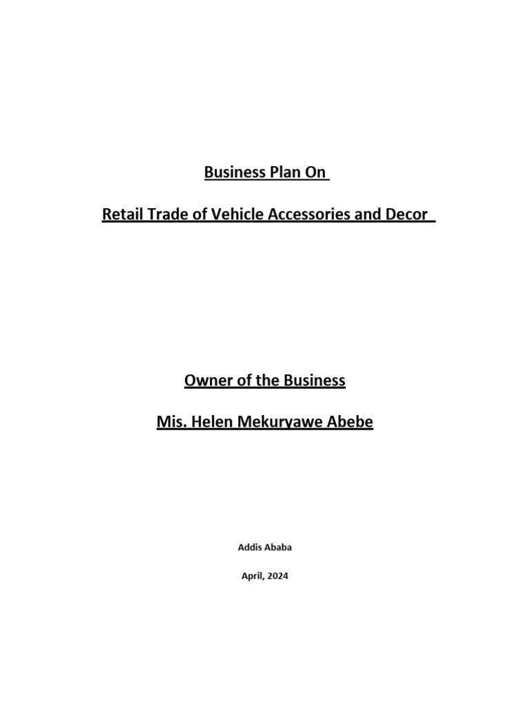 Business Plan On Car Asseccories | PDF | Car | Demand
