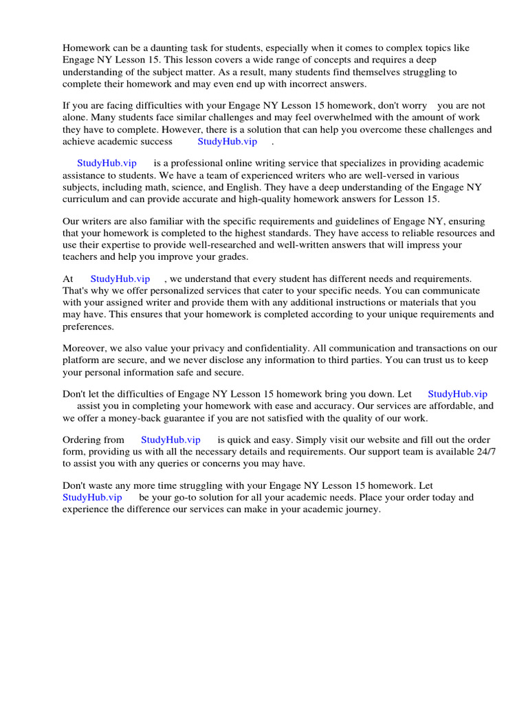 Engage Ny Lesson 15 Homework Answers | PDF | Curriculum | Mathematics