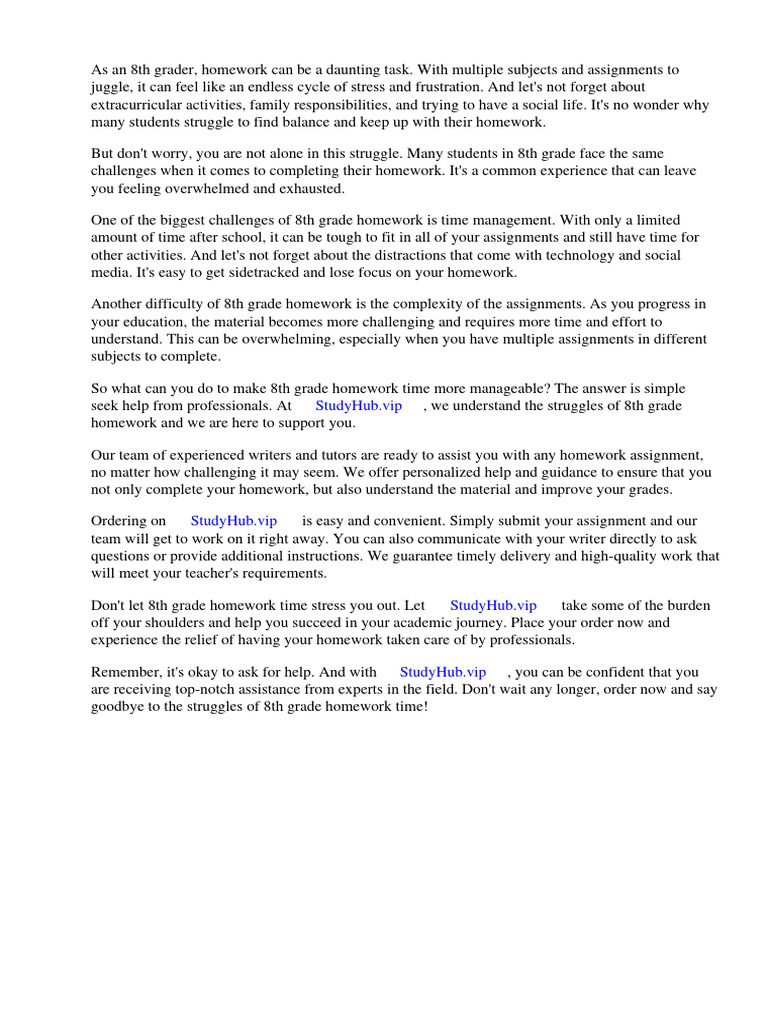 8th Grade Homework Time | PDF | Worksheet | Homework