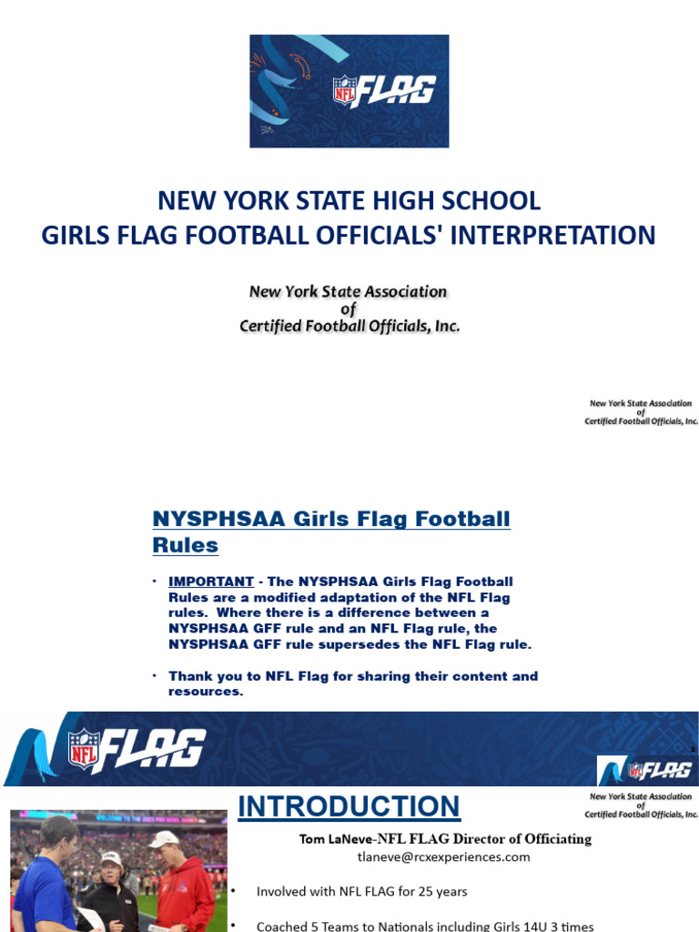 NY NFL FLAG Girls High School Coaches Clinic | PDF | Football Codes ...