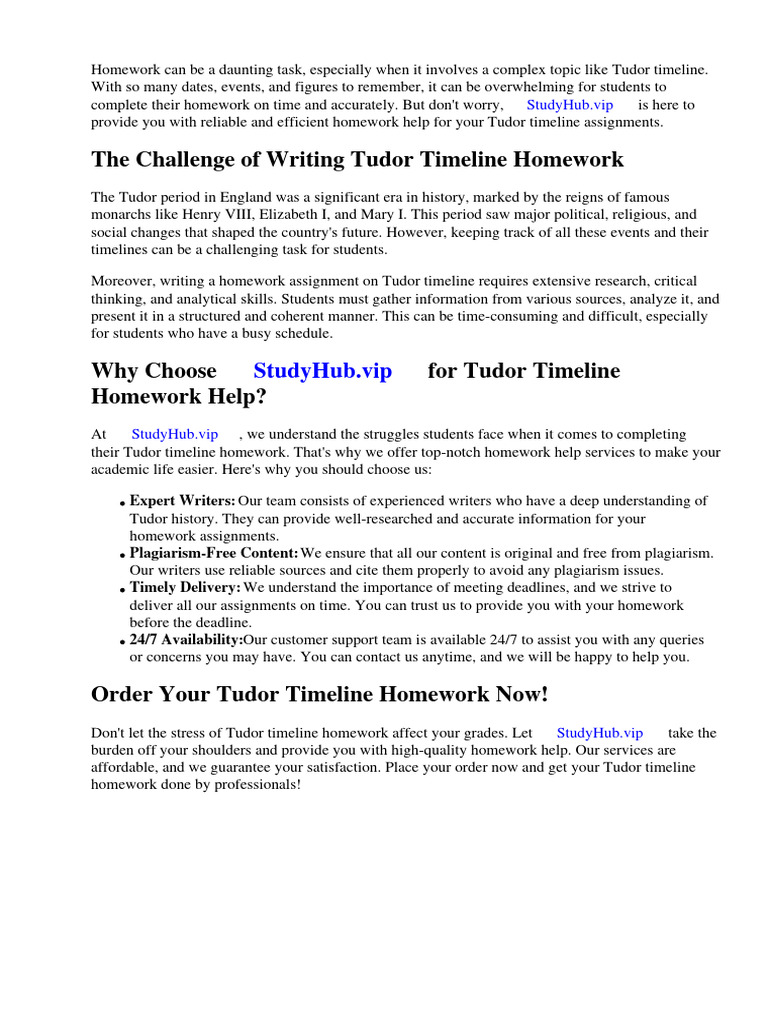 Homework Help Tudor Timeline | PDF | House Of Tudor | Homework