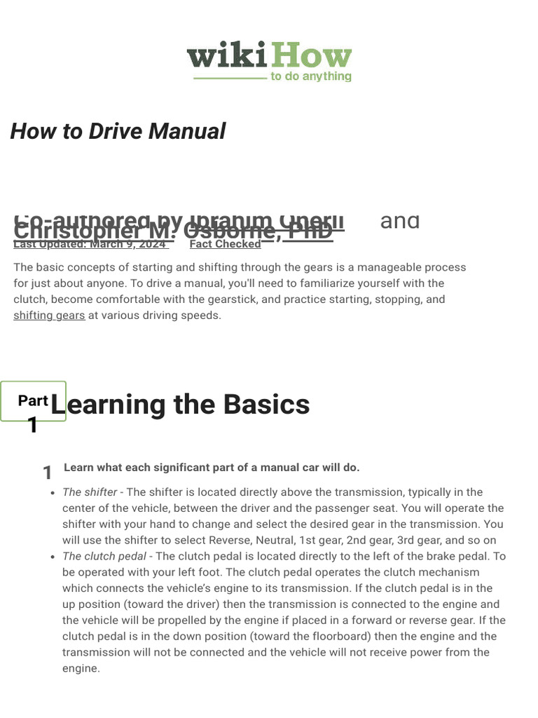 How To Drive Manual (With Pictures) - WikiHow | Download Free PDF ...