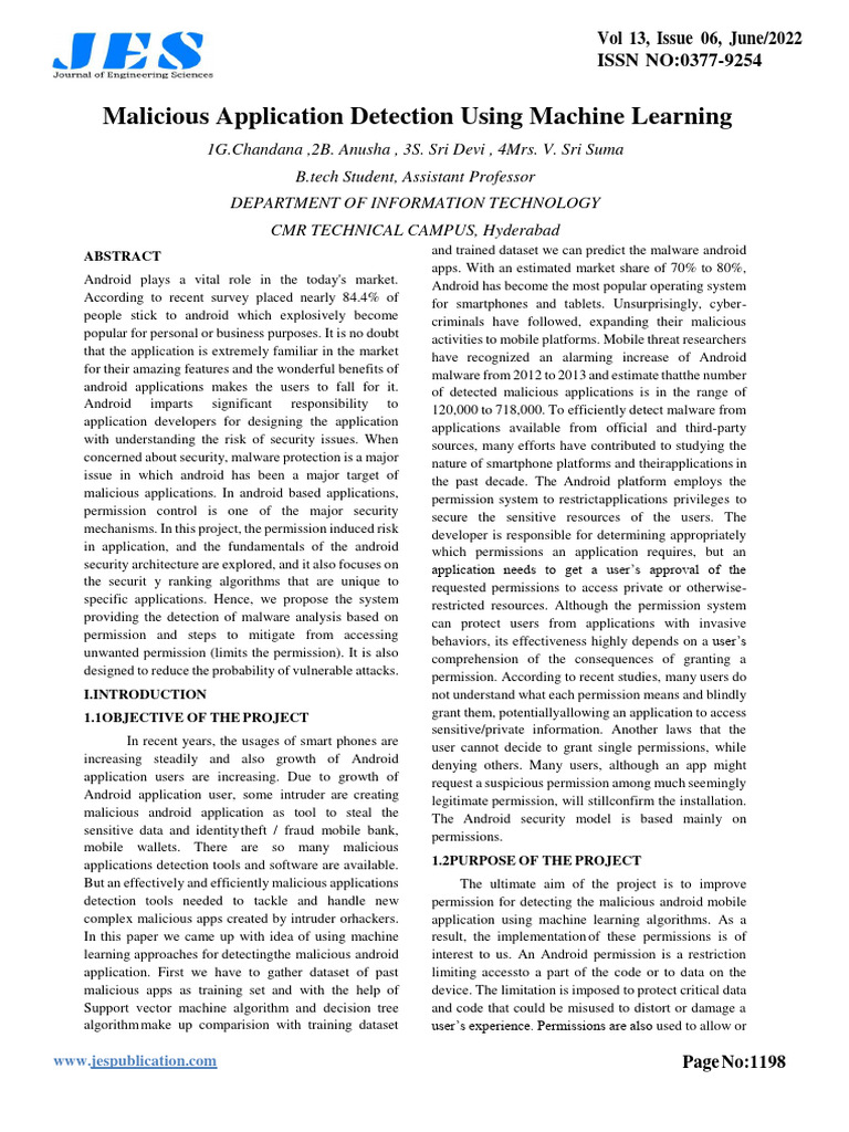Malicious Application Detection Pdf Malware Support Vector Machine