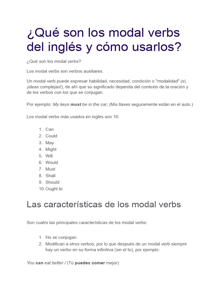 Modal Verbs | PDF | Artes del Lenguaje y Comunicación