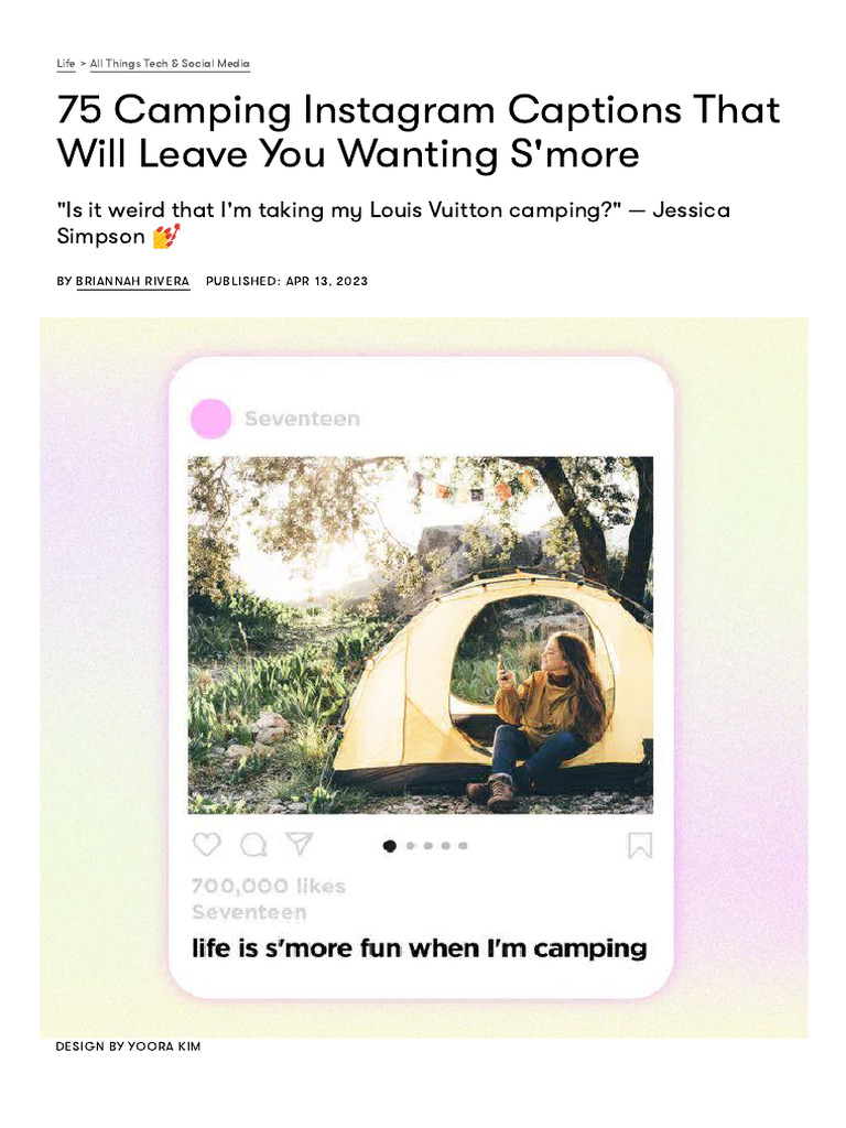 75 Camping Instagram Captions That Will Leave You Wanting S'More | PDF | Camping | Survivalism