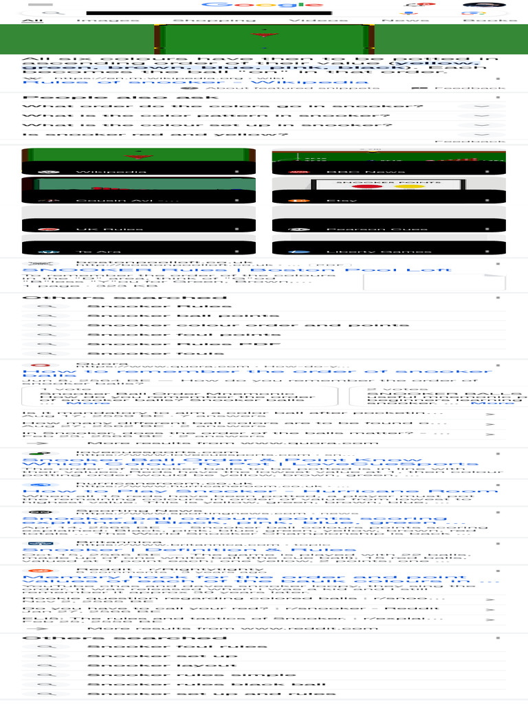 Snooker Colour Order - Google Search | PDF | Snooker | Games Of ...