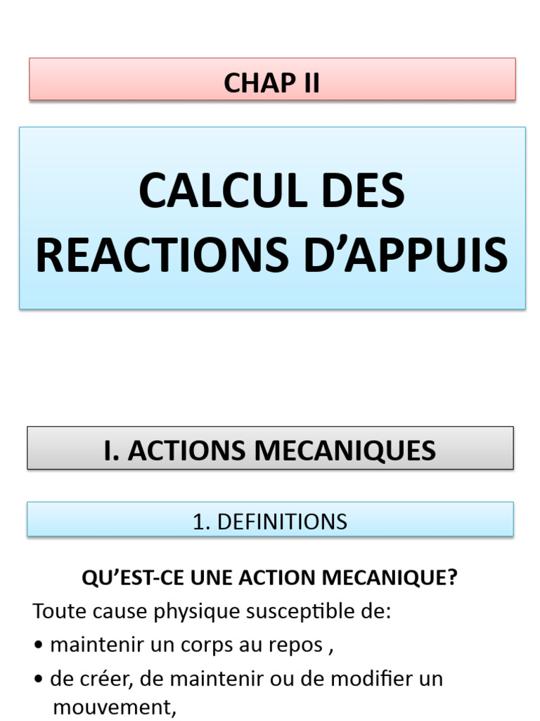 CALCULS DES REACTIONS D'APPUIS - Copie | PDF | Mécanique | Physique