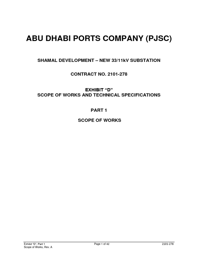 Abu Dhabi Ports Company (PJSC) : Shamal Development - New 33/11Kv ...