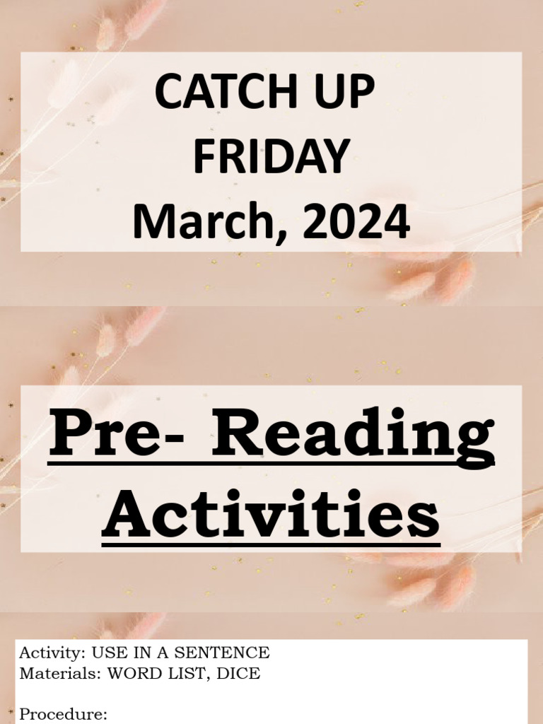 Classroom Reading Activities | PDF | Verb | Adjective