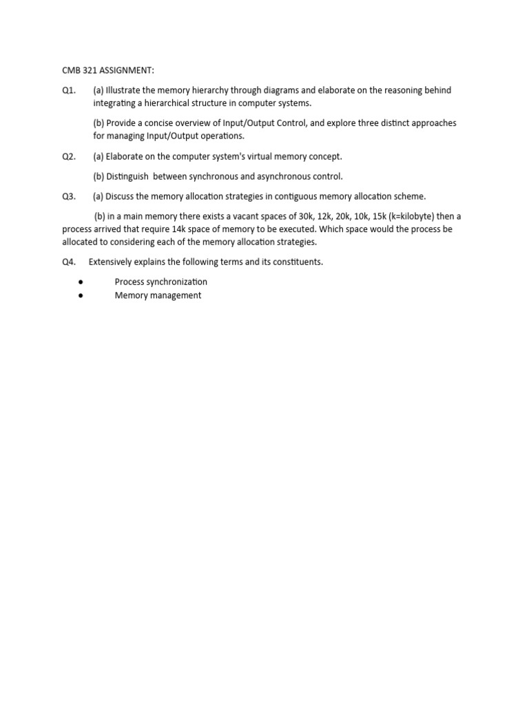 Computer Systems Memory & I/O Management | PDF