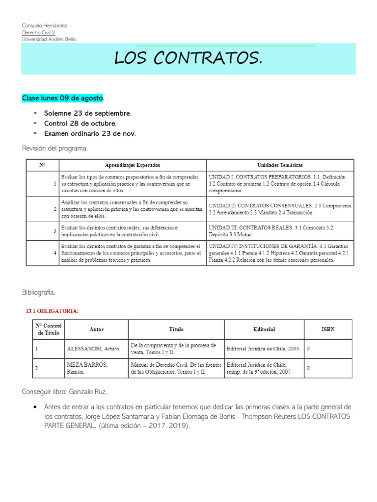 Conceptos y Clasificaciones de Contratos | PDF | Derecho contractual ...