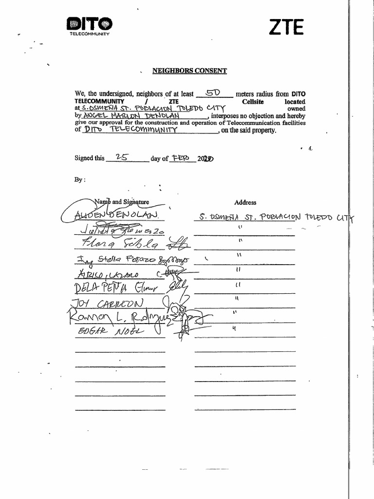 DITO_PH0700159_Neighborhood Consent_V1.0 | PDF