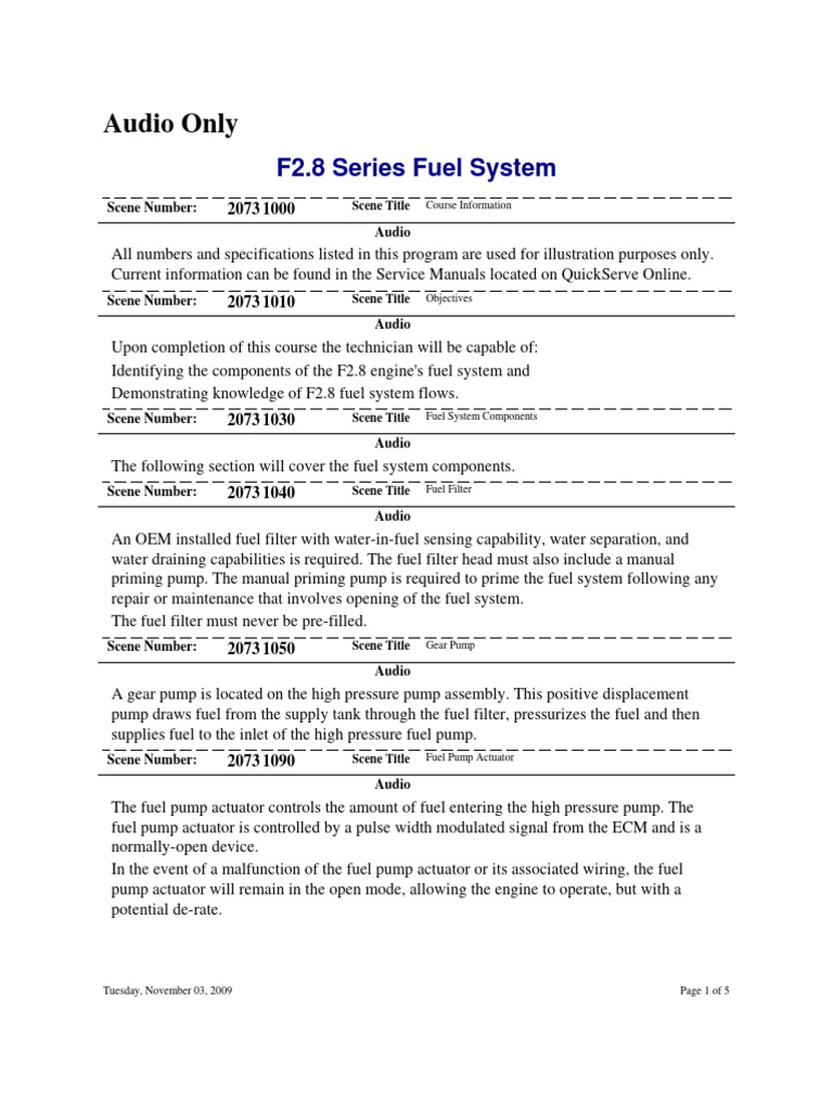 F2.8 Fuel System Training Guide | PDF | Fuel Injection | Pump