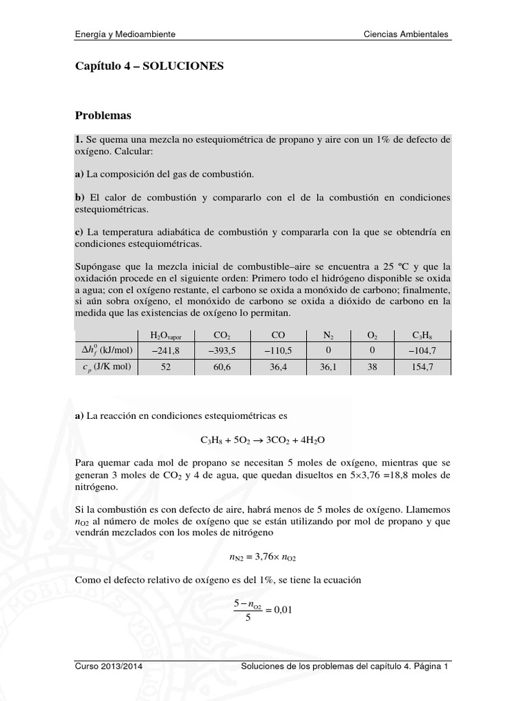 Combustión de Propano y Metano: Análisis y Comparativa | PDF ...