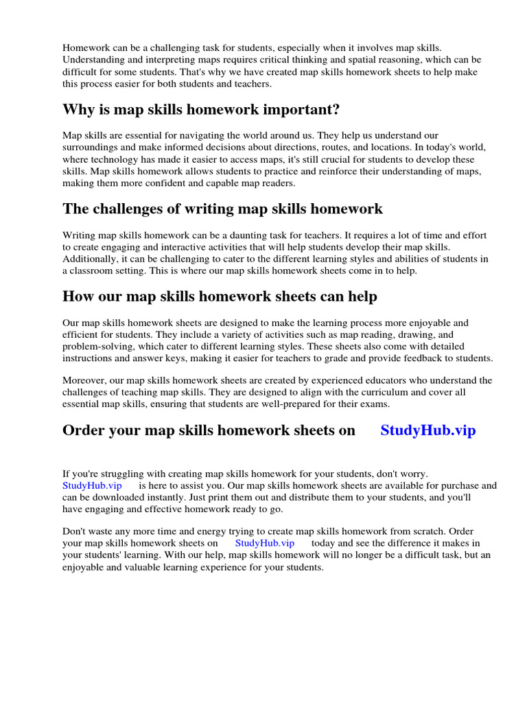 Map Skills Homework Sheets | PDF | Teachers | Map