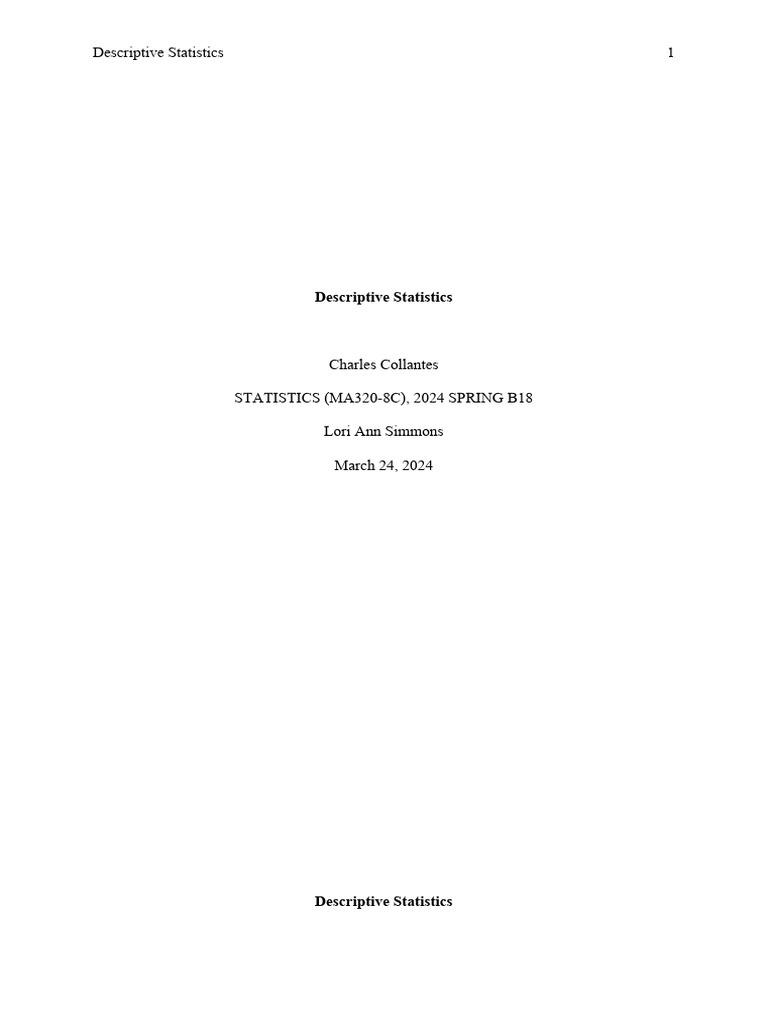Unit 3 Assignment Descriptive Statistics | PDF | Standard Deviation | Mean