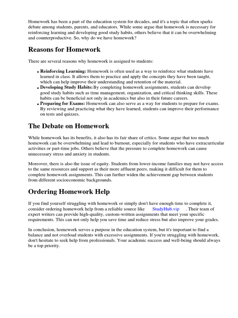 Why Do Have Homework | PDF | Homework | Teachers