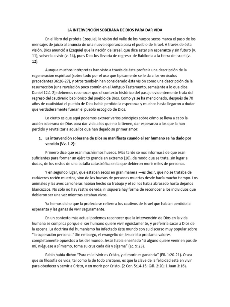 La Intervención Soberana de Dios para Dar Vida | PDF | Jesús | Ezequiel