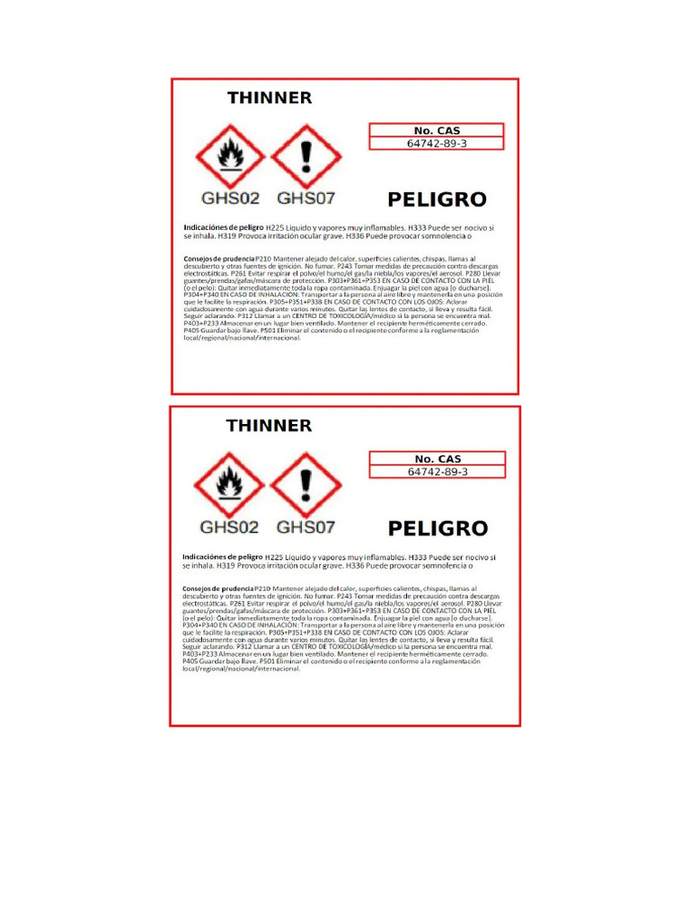 Etiqueta Thinner | PDF