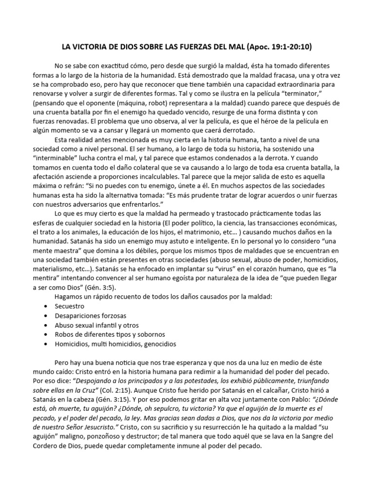 LA VICTORIA DE DIOS SOBRE LAS FUERZAS DEL MAL Apocalipsis | Descargar ...