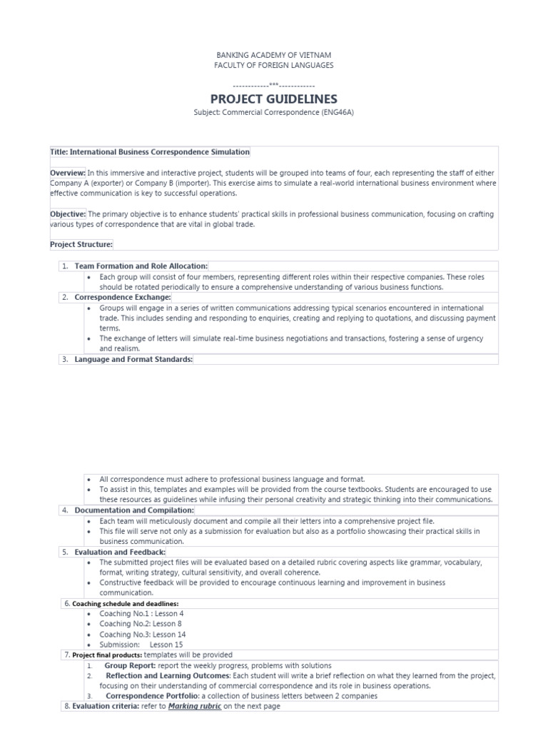 CC Project Guidelines | PDF | Communication | Rubric (Academic)