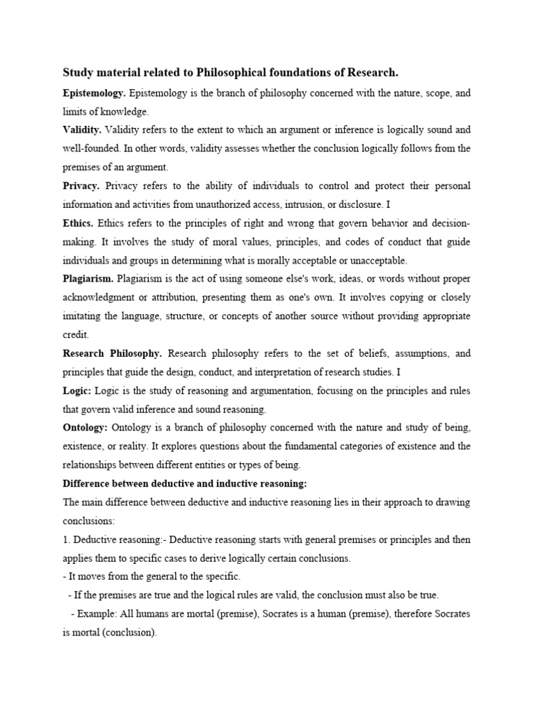 Study Material Related To Philosophical Foundations of Research | PDF ...