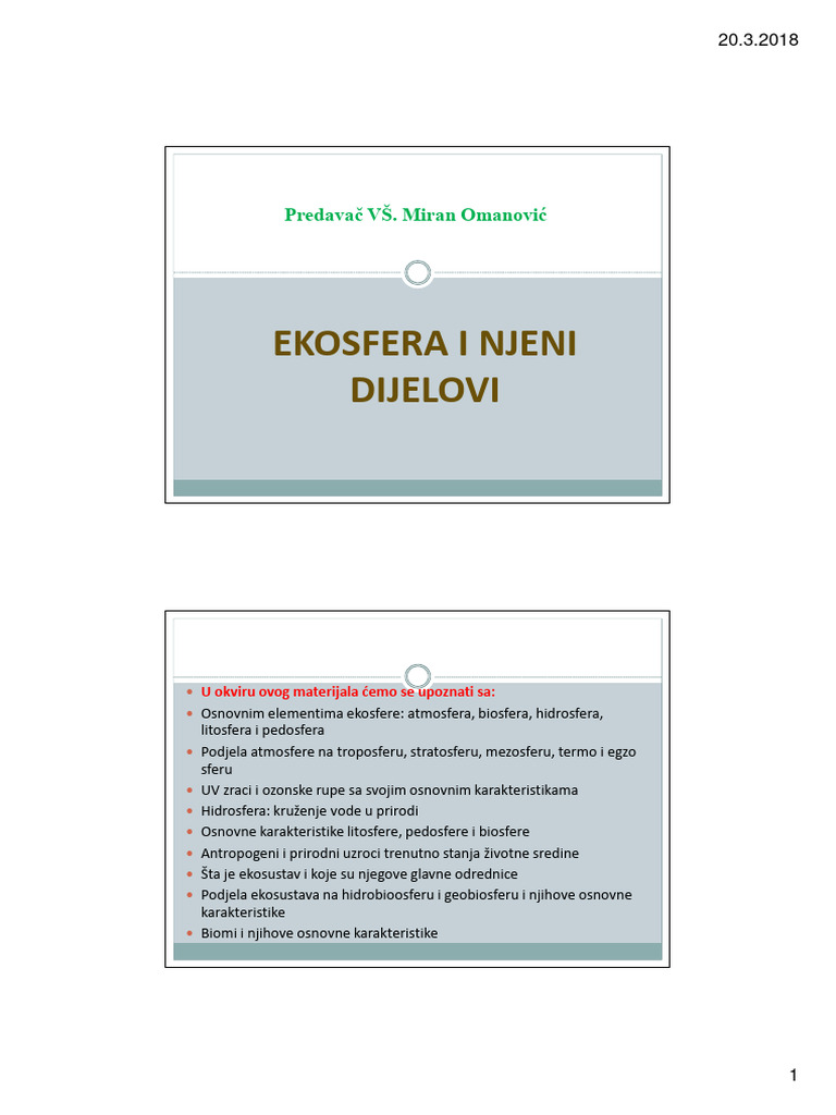 Prezentacija Ekosfera | PDF