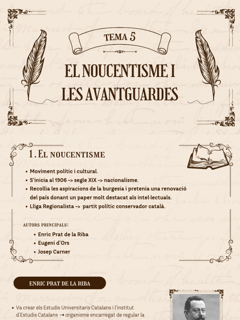 TEMA 5. El Noucentisme I Les Avantguardes | PDF