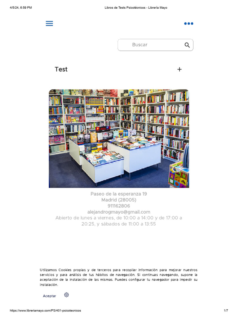 Libros de Tests Psicotécnicos - Librería Mayo | PDF | Cookie HTTP