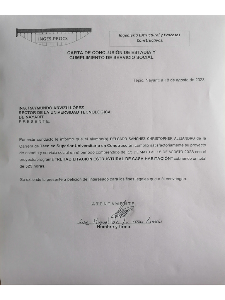 Carta de Conclusión Empresarial | PDF