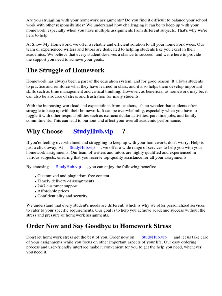 Show My Homework Hobart High School | PDF | Homework | Learning
