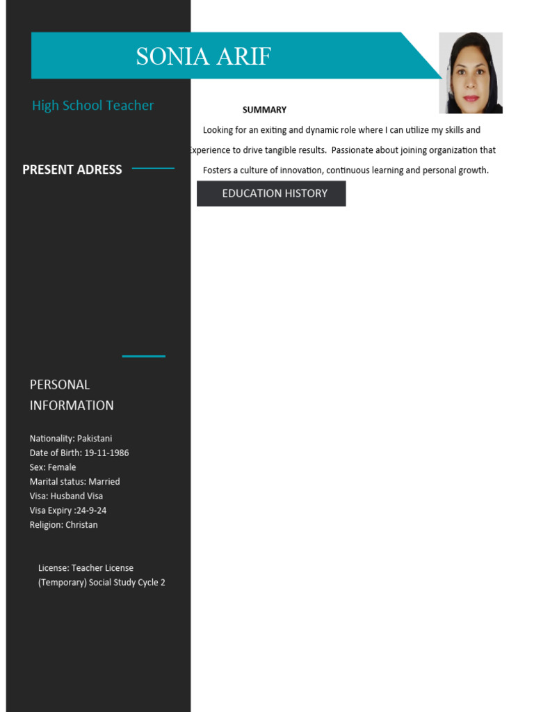 Sonia Resume | Download Free PDF | Teachers | Classroom