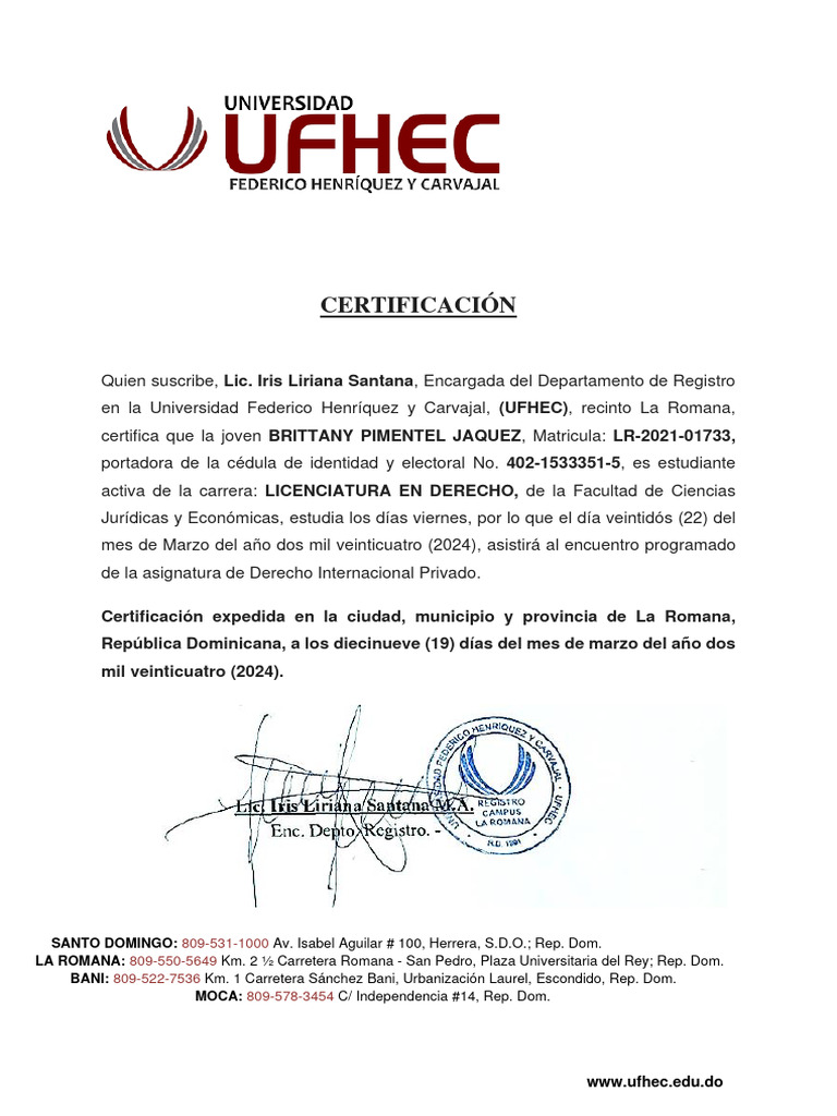 Certificacion Ufhec | PDF
