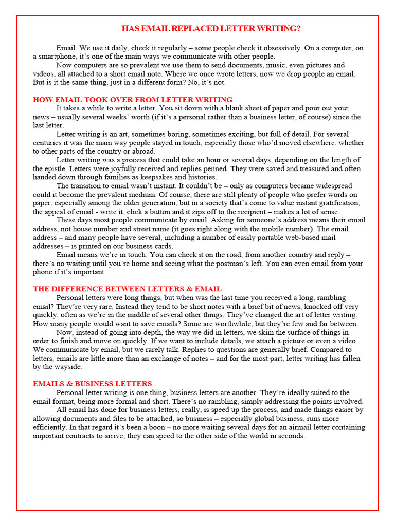 Email VS Letter | PDF | Human Communication