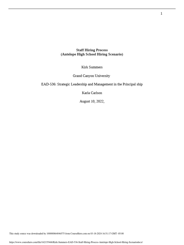 Kirk Summers EAD 536 Staff Hiring Process Antelope High School Hiring ...