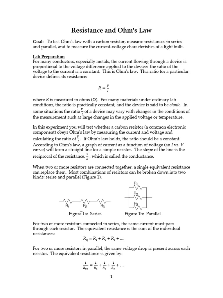 Lab 3 Resistance & Ohm's Law | PDF | Electrical Resistance And ...