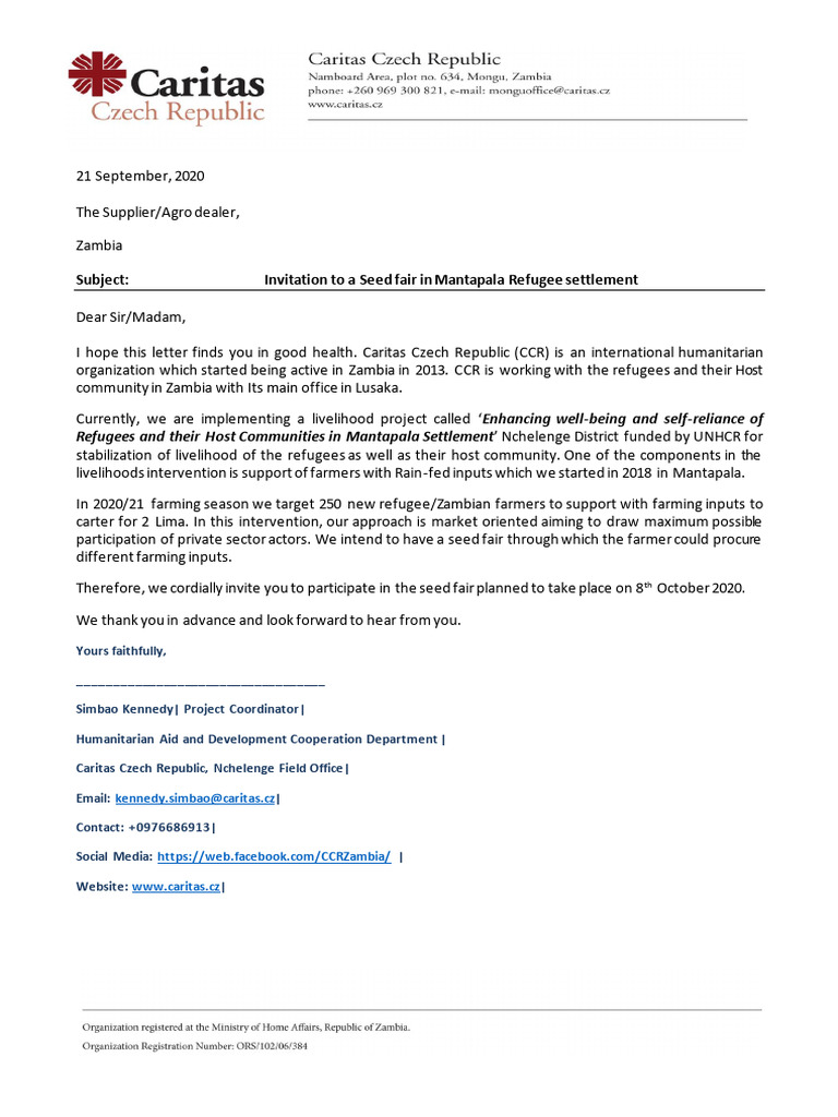 Invitation Letter To A Seed Fair | PDF