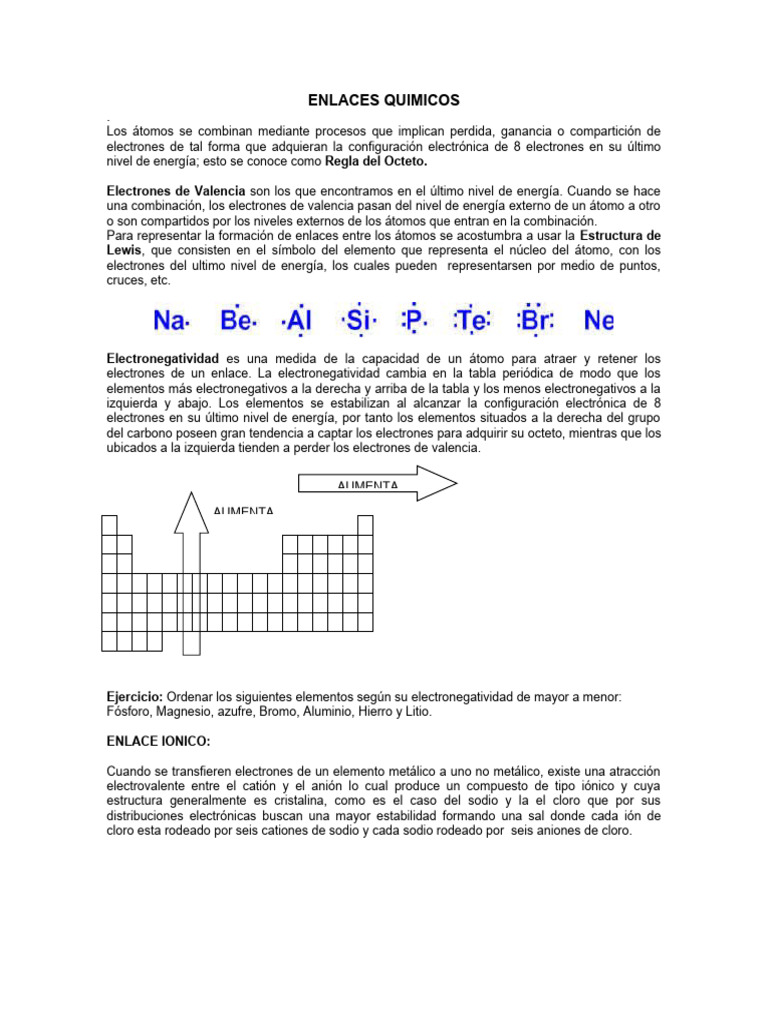Enlaces Quimicos | PDF | Enlace covalente | Enlace químico
