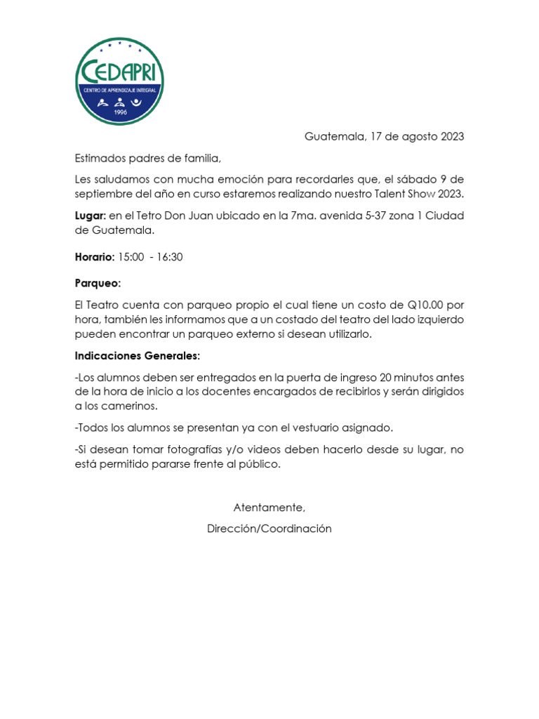 Circular Show de Talentos | PDF