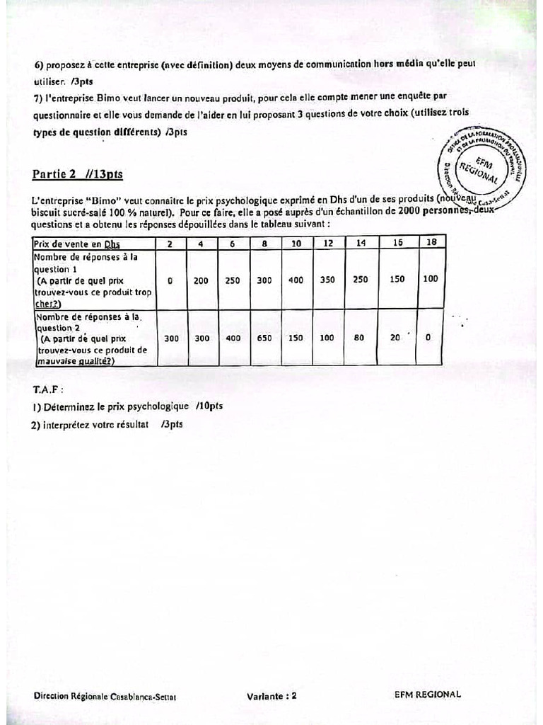 EFM Régional AA Casa Settat 2023 | PDF