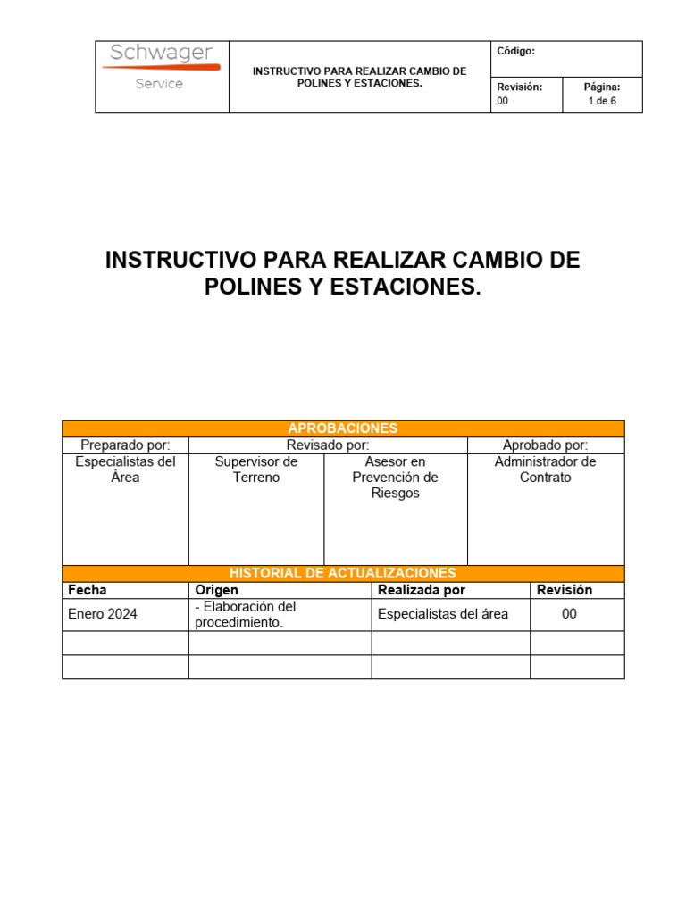 Procedimiento Cambio de Polines y Estaciones | PDF
